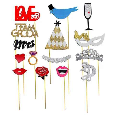 Buy 31pcs Wedding Party Photo Booth Props Kit Bridal Shower Party Favor ...