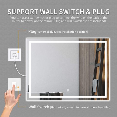 Buy 36 X 28 Inch Horizontal Vertical Anti-fog Led Mirror Makeup Mirror ...