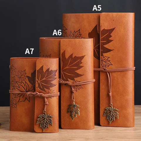Buy A5 A6 A7 Retro Creative Convenient Maple Leaf Notebook Kraft Paper ...