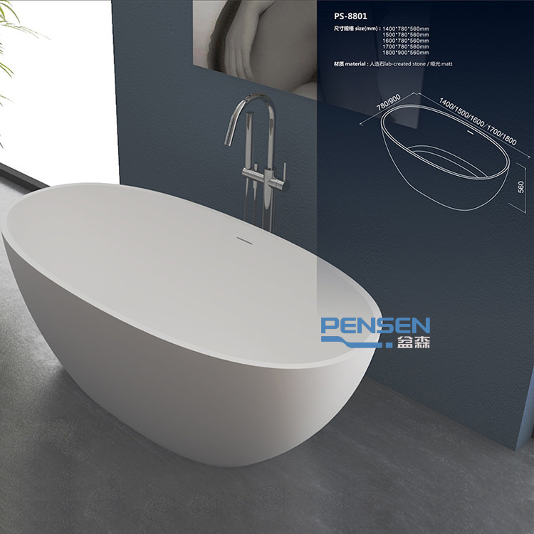 Buy Bathrooms Free Standing Composite Stone Resin Bath Tub / Solid ...