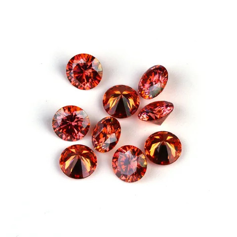 Buy Colored Orange Red Moissanite Round Eight Heart Eight Arrow Pointed ...