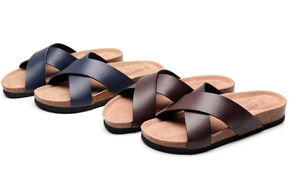 Buy Custom Cork Sole Slides Men Fashion Sandals Men Summer Buckle-strap ...