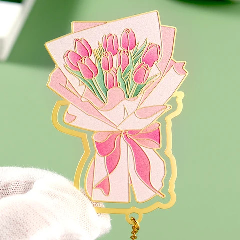 Buy Custom Creative Flower Metal Bookmark Colorful Rose Tulip Sunflower ...