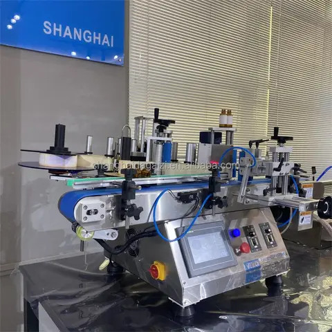 Buy Desktop Semi Automatic Sticker Labeling Applicator Machine For Bottles Label Wrap Round from ...