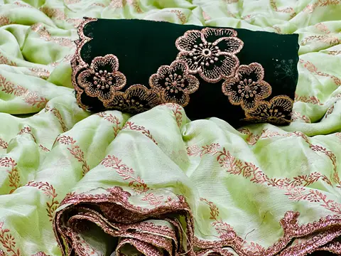 Buy Fulpari Ready To Wear Indian Panchuri Moss Chiffon Saree With ...