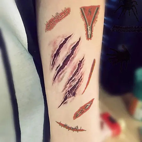 Buy Halloween Zombie Scars Tattoos With Scab Bloody Makeup Halloween ...