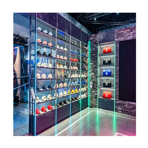 Buy Hat Shop Display Cabinet Iron Display Stand Design Custom Clothing ...