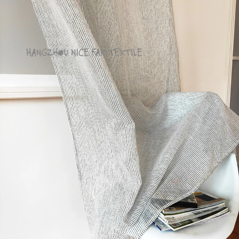 Buy Home Decor Gray Striped Voile Upholstery Soft Fabric Curtain ...
