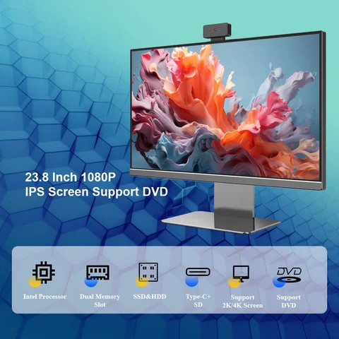 Buy I3 I5 I7 Core Desktop Monoblock Pc 23.8 Inch All-in-one Pc With Dvd ...