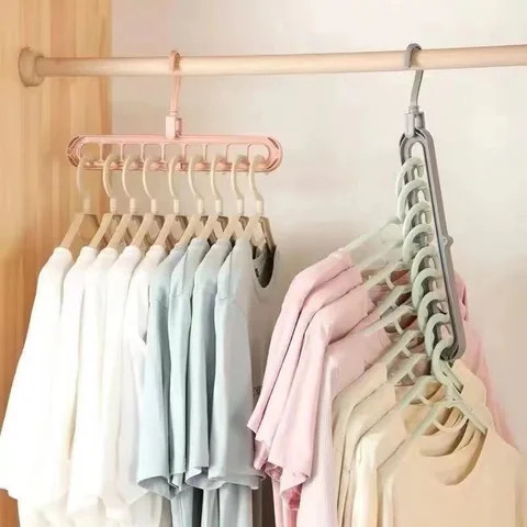 Buy Multifunctional Nine-hole Hangers Rotating Magic Hangers Folding ...