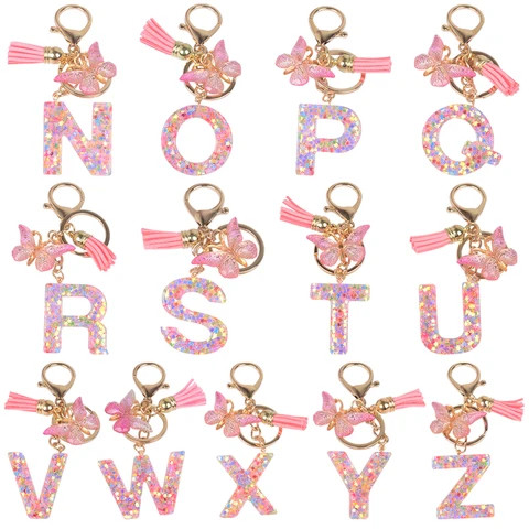 Buy Personality Creative Crystal Drops Glue Star Letter Key Chain ...