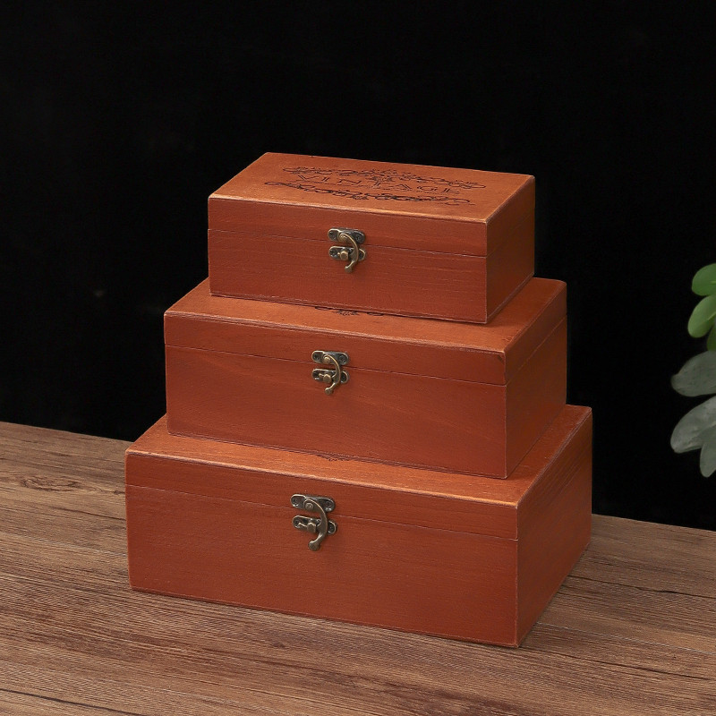 Buy Retro Old-fashioned Storage Boxes Dressing Table Wooden Jewelry ...