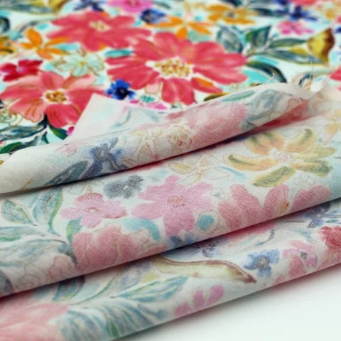 Buy Shaoxing Factory Flower Floral Digital Printed Plain Woven 100% ...