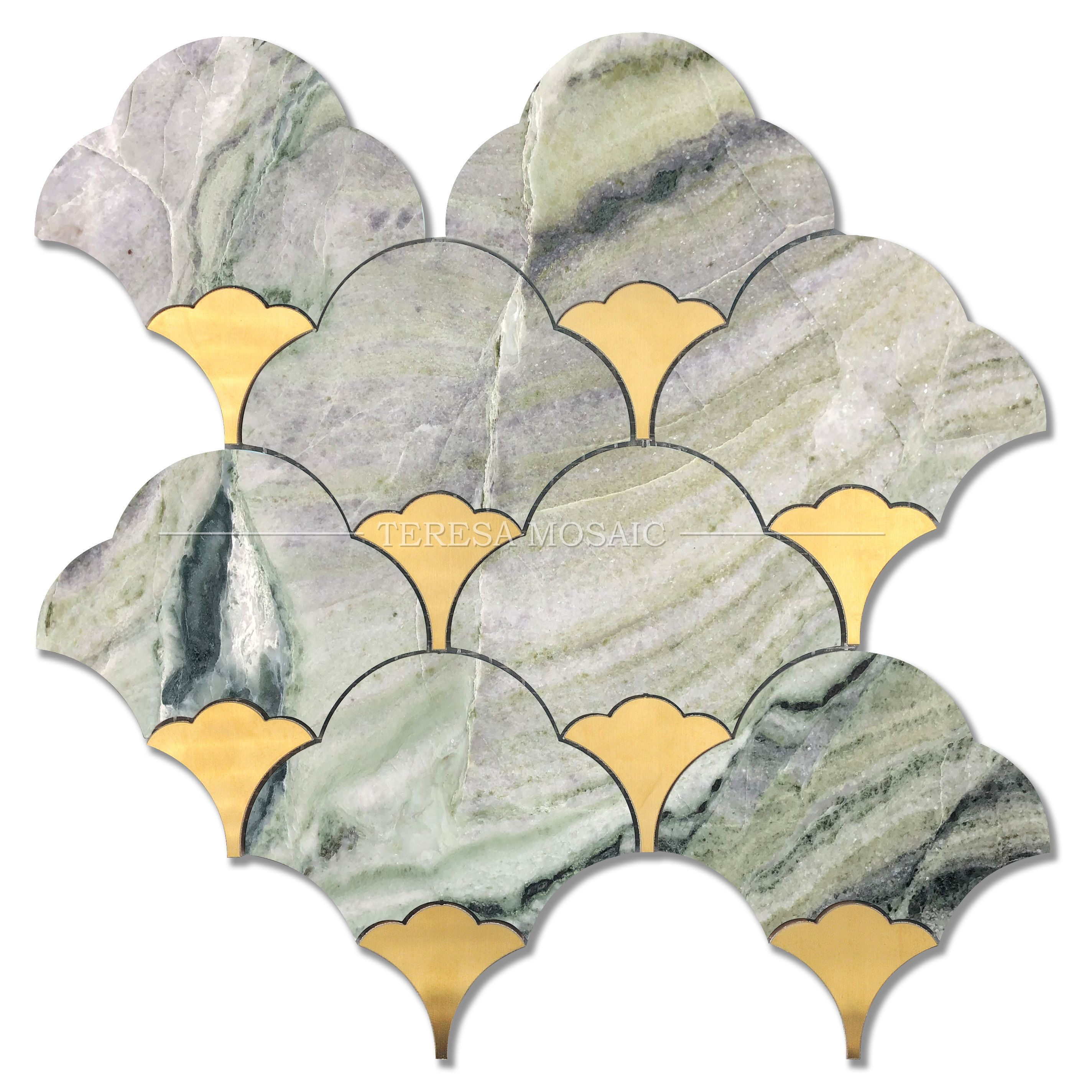 Buy Green Marble Mosaic Tile Gree-flo-07 from FOSHAN TERESA TILE AND ...