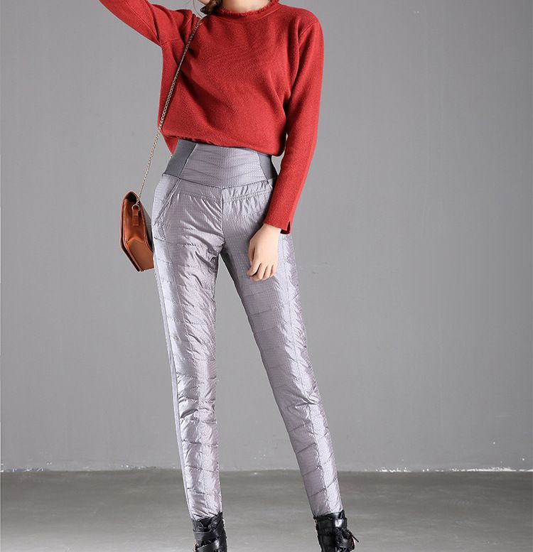 Buy Women's Down Pant Trousers Winter High-rise Quilted Windbreaker ...