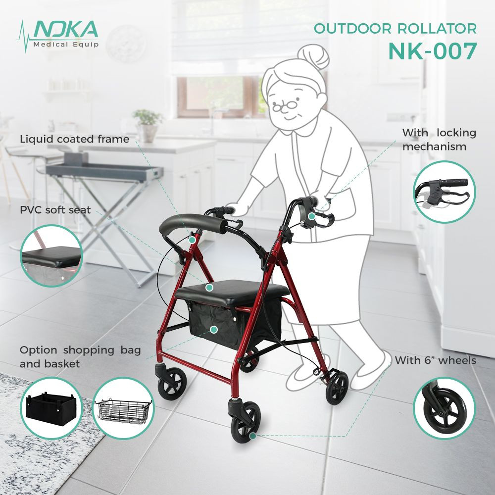 Buy Classic Steel/aluminum Rollator Nk-007 from FOSHAN NOKA MEDICAL ...