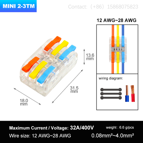 Buy (112)mini-2-3tm Wire Quick Connector- ( 12 Awg~28 Awg )-ready To ...