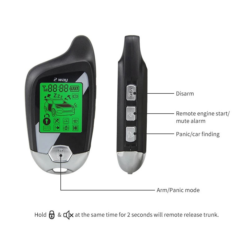 Buy 2 Way Car Alarm Remote Engine Start Auto With Central Door Locking ...