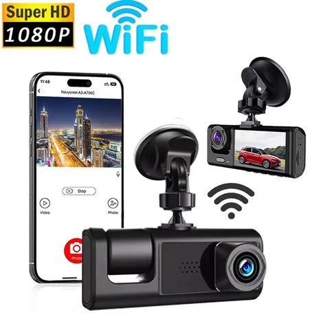 Buy 3 Channel Car Dvr Wifi Control Camera For Vehicle Dash Cam For Cars ...