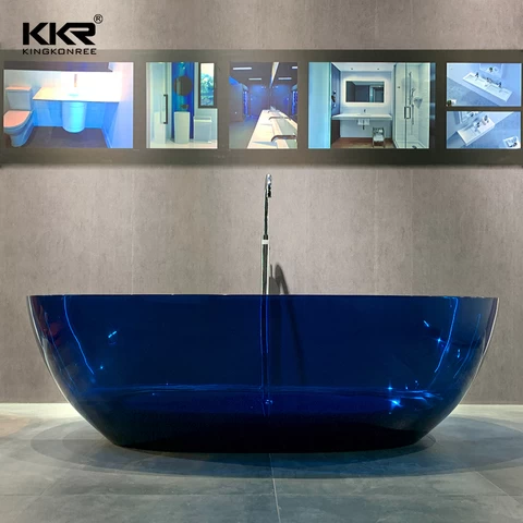 Buy Clear Royal Blue Classic Oval Shape Bathtub Resin Stone Tub Solid ...