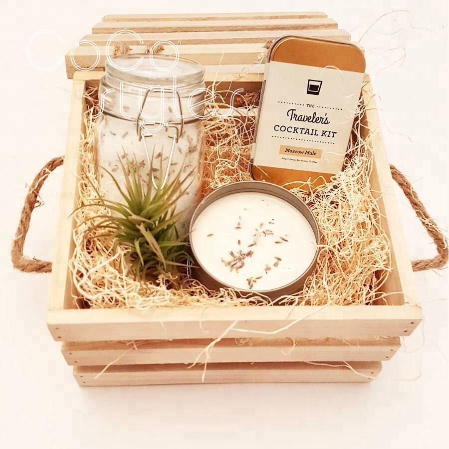 Buy Cocostyles Custom-made Rustic Square Wooden Welcome Gift Boxes With ...