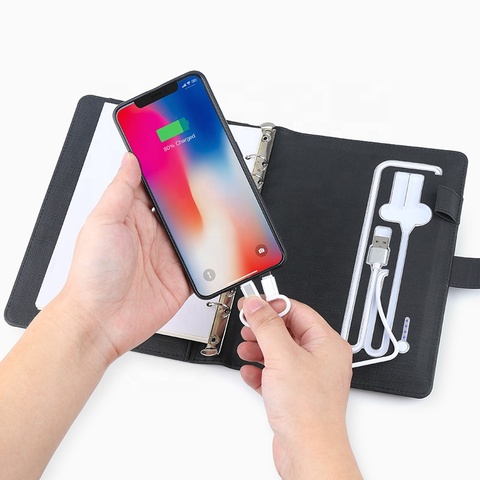 Buy Custom Logo Embossing Wireless Charger Fingerprint Lock Notebook ...