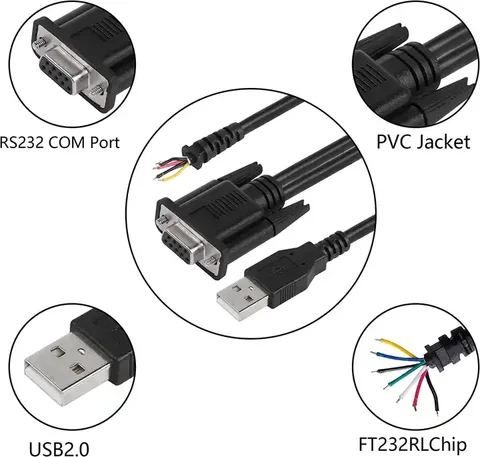 Buy Factory Oem Ftdi Usb Am To Db9 Female & Bare Wire Adapter Serial ...