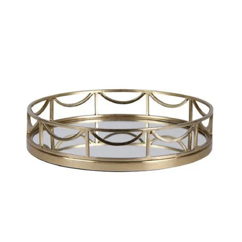 Buy Golden Metal Serving Trays For Fruits Serving Table Centerpiece ...