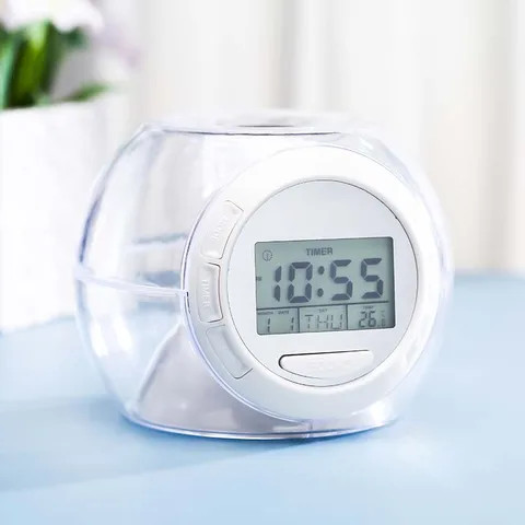 Buy Lcd Digital Alarm Clock Transparent Circular Rainbow Light Night ...