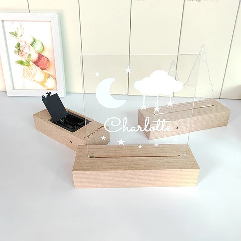 Buy Log Solid Wood Led Light Night Light Base Acrylic Crafts Ornaments ...