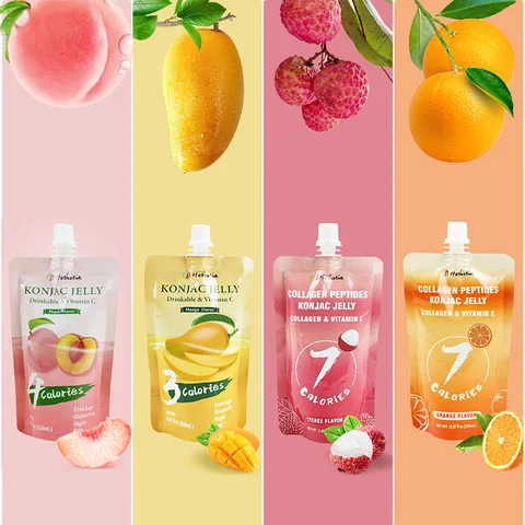 Buy Lychee Flavor Jelly Snack Only 7 Calories Per Pouch Vegan Low ...