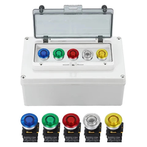 Buy Mushroom Head Push Button Switch With Illumination Start Stop 30mm Waterproof Momentary ...