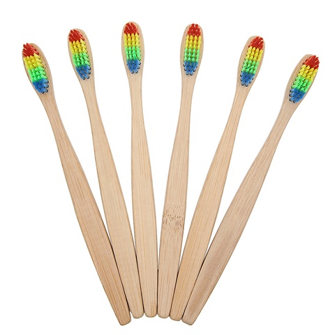 Buy New Products Rainbow Color Soft Medium Bristle Bamboo Toothbrush ...