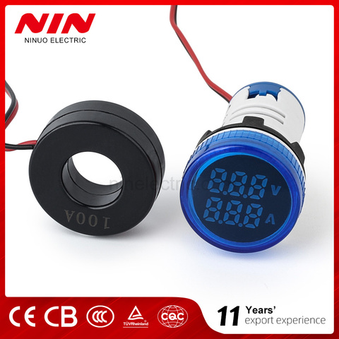 Buy Nin Ad101-22vam 22mm Round Led Indicator Voltmeter Ammeter Digital ...