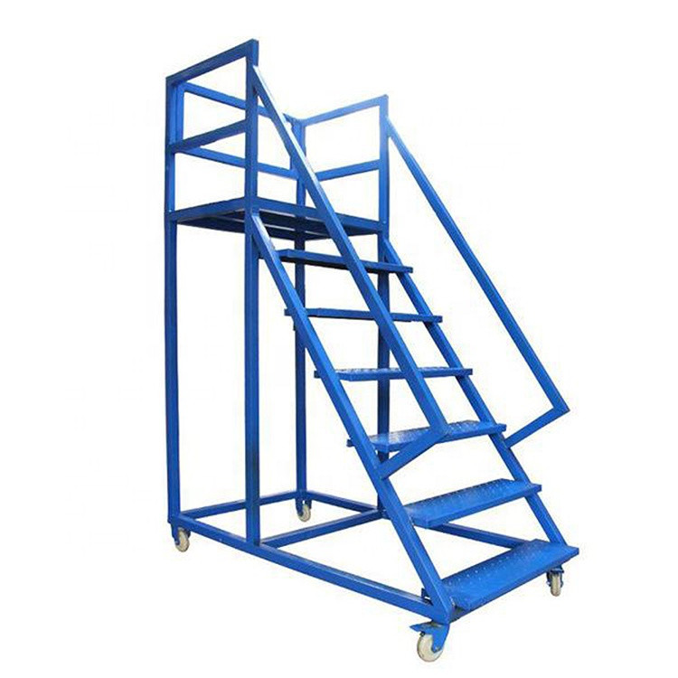 Buy Warehouse Steel Safety Mobile Rolling Platform Ladder With ...