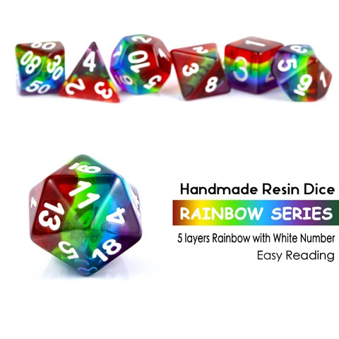 Buy Wholesale Transparent Rainbow Dnd Dice Set Custom Resin Polyhedral ...