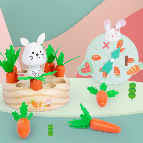 Buy Wooden Simulation Rabbit Pull Radish Game Childrens Early Education ...