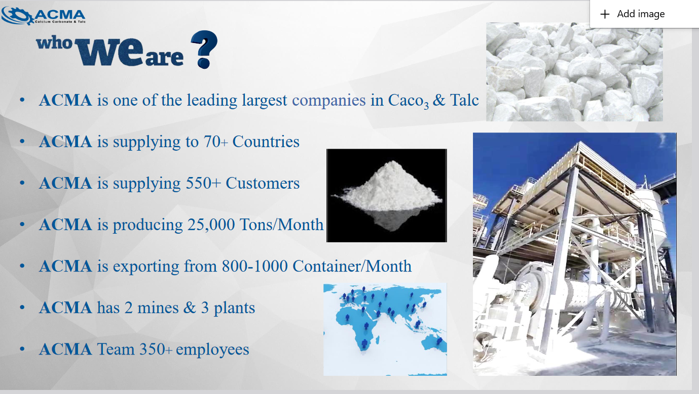 Buy Calcium Carbonate And Talc Powder from Acma for Chemicals and ...