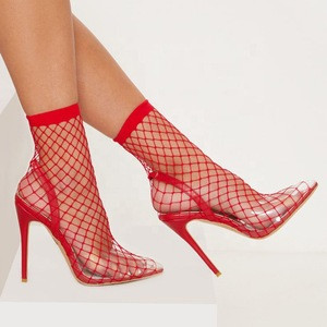 Buy 2019 Pointy Toe Pvc Large Size Fish Net High Heels Stilettos ...