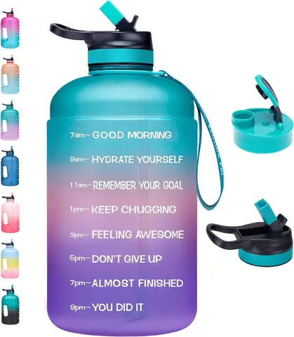 Buy 3.78l Large Gallon Water Bottle With Time Marker , Straw ...
