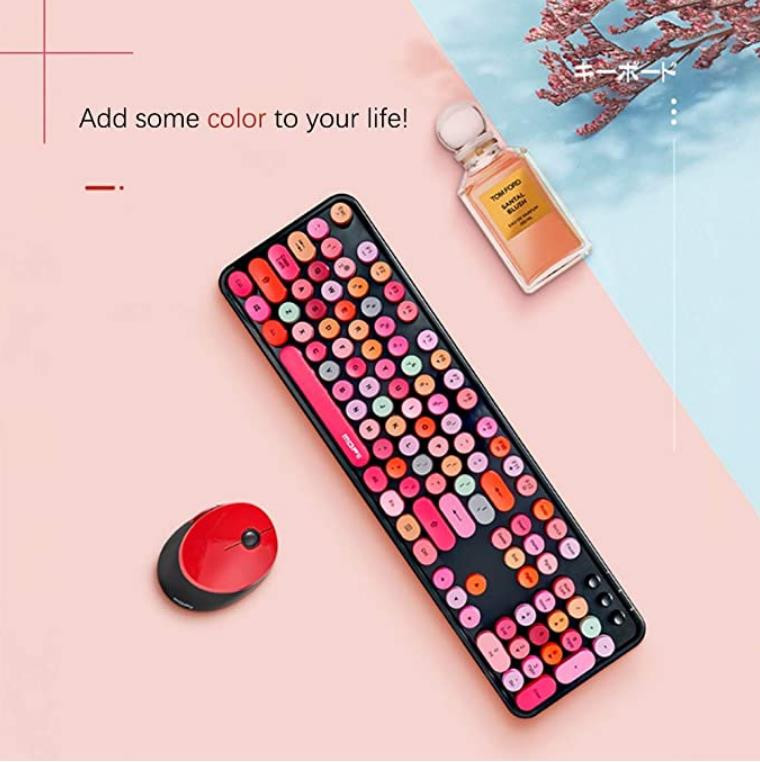 Buy Amazon Retro Red Colorful Wireless Keyboard And Mouse Combos Sweet ...