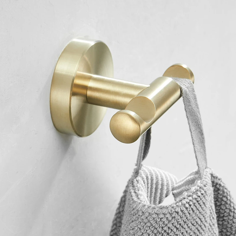 Buy Bathroom Accessories Brushed Brass Coat Hook Kitchen Towel Hanger ...