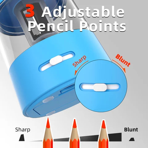Buy Blue Electric Pencil Sharpeners Insertion Battery Operated Portable ...