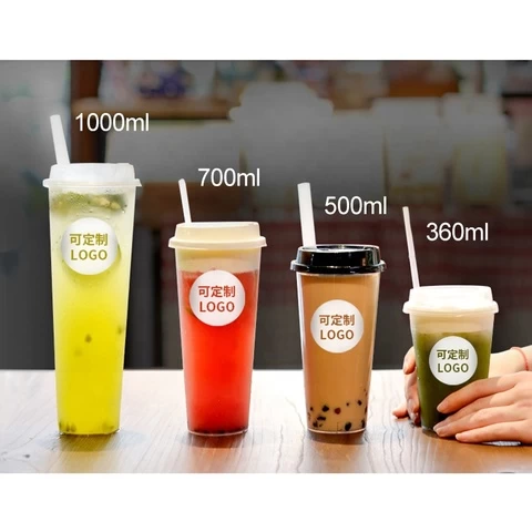 Buy Bubble Tea Cups 360ml 500ml 700ml Pp Injection Cup Custom Printing Logo Take Away Plastic ...