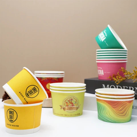 Buy Custom Personalized Round Food Paper Disposable Bowl Ice Cream ...