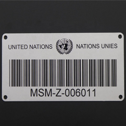 Buy Custom Silver Barcode Metal Name Plates Serial Bar Code Number ...