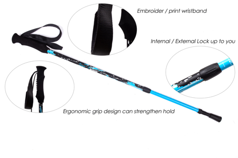Buy Eva Handle Retractable Telescopic Hiking Sticks Nordic Walking Pole ...