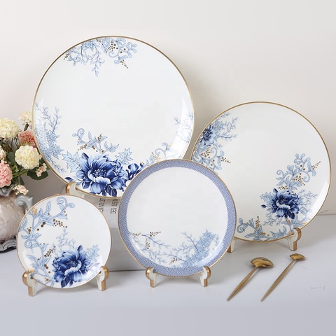 Buy Jacotta New Product Ideas 2022 Plates Sets Dinnerware Blue Flower ...