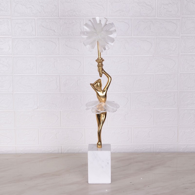 Buy Luxury Home Decor Brass And Selenite Statue With Marble Base ...