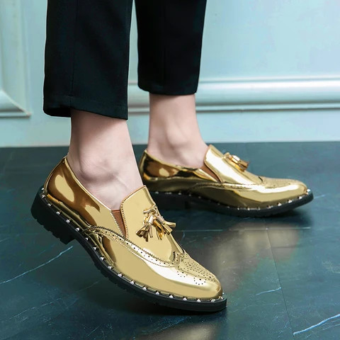 Buy Luxury Mens Golden Bullock Shoes Men Dress Shoes Casual Leather ...